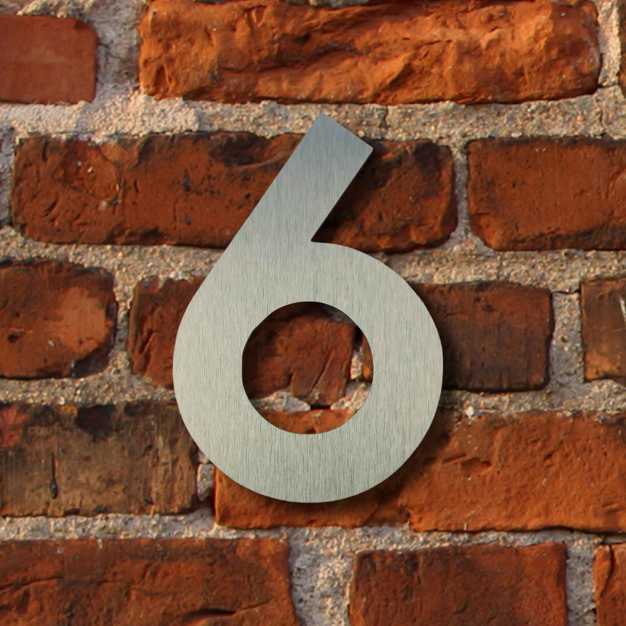 Floating House Number 6 - Brushed Silver – housenumbers.ie