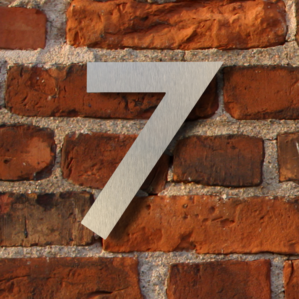 Floating House Number 7 - Brushed Silver – housenumbers.ie
