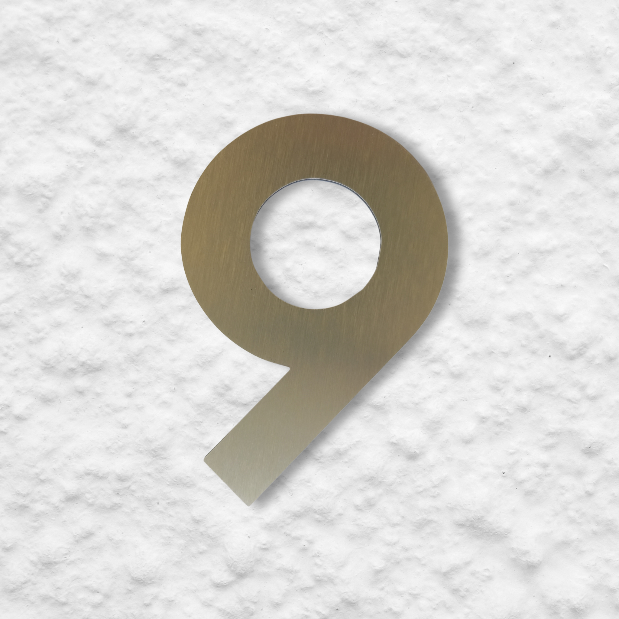Floating House Number 9 -Brushed Gold – housenumbers.ie